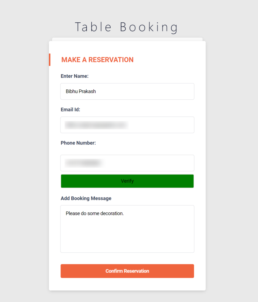 Table Booking - RestroPress